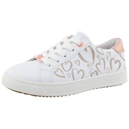 Plateausneaker Tom Tailor, M&auml;dchen, Gr. 31, rosa (wei&szlig;, ros&eacute;goldfarben), Lederimitat, Schuhe Plateausneaker, Freizeitschuh, Halbschuh, Schn&uuml;rschuh mit s&uuml;&szlig;em Herzchendruck