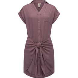 Blusenkleid Ragwear "Bahaya", Damen, Gr. S (36), Normalgrößen, rosa, 100% Viskose, figurumspielend ca. Mitte Oberschenkel, V-Ausschnitt, weit Umschlagbund, Kleider, stylisches Damen Sommerkleid mit Bindeband