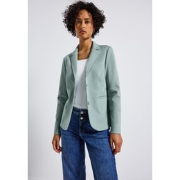 Kurzblazer Street One, Damen, Gr. 38, blau (nile blau meliert), Stoff, Obermaterial: 72% Polyester, 25% Viskose, 3% Elasthan; Futter: 100% Polyester, unifarben, normal normal, V-Ausschnitt, abgesteppt, Blazer Kurzblazer, mit Reverskragen
