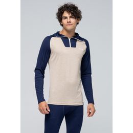 Fleeceshirt BULA, Herren, Gr. L, blau, 50% Wolle, 50% Viskose, mehrfarbig, ohne Ausschnitt, Shirts, mit verstellbarem Stehkragen