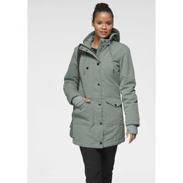 Langjacke Kangaroos, Damen, Gr. 34, grün (mint, grau), Web, Obermaterial: 100% Polyester. Futter: 100% Polyester. Wattierung: 100% Polyester, gepunktet, kontrastfarbene Details, unifarben mit Farbeinsatz, figurumspielend Po-bedeckend, Jacken, für den Übergang, aus leichtem Webmaterial, modisch, Topseller