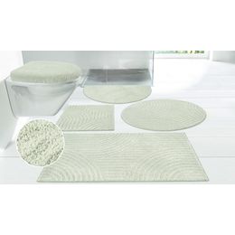Badematte my home "Ognon, Scandi, Boho, modernes Muster" Gr. 2, salbei, H:15mm, Polyester, Badematten, Badteppich, Uni Farben, Hoch-Tief-Effekt