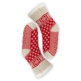 Socken Capelli New York "Haussocke red combo", Damen, Gr. 39-42, rot combo, Polyester, gemustert, mehrfarbig, Socken, rutschsicher, Feinstrick, warm gefüttert