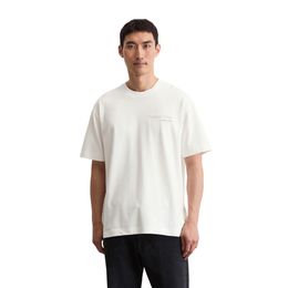 Marc O'Polo T-Shirt MARC O'POLO "mit großem Rückenprint", Herren, Gr. L, egg weiß, Obermaterial: 100% Baumwolle, unifarben, Basic, relaxed fit, Rundhals, Shirts