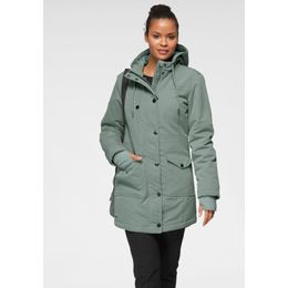 Langjacke Kangaroos, Damen, Gr. 38, gr&uuml;n (mint, grau), Web, Obermaterial: 100% Polyester. Futter: 100% Polyester. Wattierung: 100% Polyester, gepunktet, kontrastfarbene Details, unifarben mit Farbeinsatz, figurumspielend Po-bedeckend, Jacken Langjacke, f&uuml;r den &Uuml;bergang, aus leichtem Webmaterial, modisch