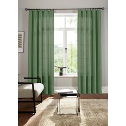 Vorhang Bruno Banani "Lagan" Gr. 5, grün (oliv), B:140cm H:265cm, Polyester, Polyester, Gardinen, 2-er Set, gewebt, Microfaser, versch. Größen, einfarbig, Bestseller