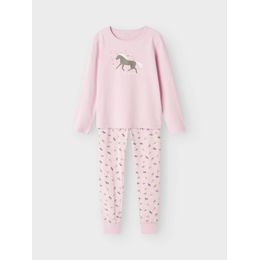 Schlafanzug name it "NKFNIGHTSET CORSAGE HORSE NOOS", Kinder, Gr. 158 (164), rosa (corsage), Jersey, Obermaterial: 95% Baumwolle, 5% Elasthan, bedruckt, regular fit knöchellang, Rundhals, abgesteppte Kante, Homewear-Sets, mit tollen Pferde-Motiven
