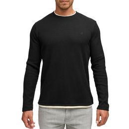 Langarmshirt INDICODE "INSigfinn", Herren, Gr. L, schwarz, Single Jersey, Obermaterial: 60% Baumwolle, 40% Polyester, unifarben, regular fit normal, Rundhals, Shirts