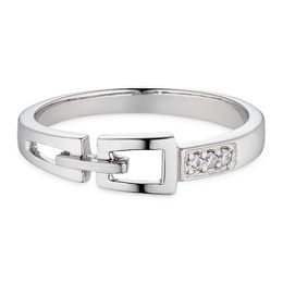 Silberring Bruno Banani "Schmuck, Geschenk, Fingerring mit Gürtelschnallen-Optik" Gr. 58, silberfarben, kristallweiß, Fingerringe, Damen, 58, Silber 925 (Sterlingsilber), 2,8mm, mit Zirkonia (synth.)