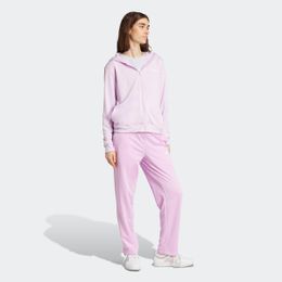 Trainingsanzug adidas Sportswear "W LINEAR TS", Damen, Gr. L, lila (ice lavender), Obermaterial: 100% Polyester, Sportanzüge, Trainingsjacke mit Kapuze, Tracksuit
