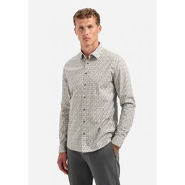Langarmhemd NO EXCESS "NO EXCESS Stretchhemd mit Print Shirt Stretch Allover Printed", Herren, Gr. M, Normalgrößen, taupe, 97% Baumwolle, 3% Elasthan, regular fit, Hemden