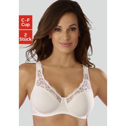 Minimizer-BH Petite Fleur, Damen, Gr. 80, Cup D, weiß (2x weiß), Jersey, Obermaterial: 75% Baumwolle, 18% Polyamid, 7% Elasthan, BHs, mit Bügel aus weicher Baumwollqualität und Spitze