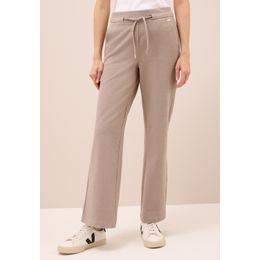 Jerseyhose Cecil, Damen, Gr. L, Länge 30, natural taupe, Stoff, 75% Polyester, 20% Viskose, 5% Elasthan, unifarben, loose fit lang, Hosen, High Waist