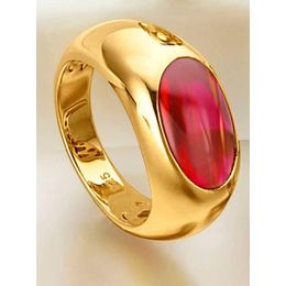Fingerring Lady Gr. 16, rot, Fingerringe, Damen, 16, Glas Gold Metall, Glas, Gold, Metall, Fingerring