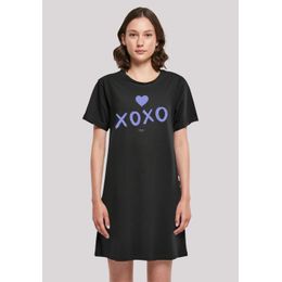 Shirtkleid F4NT4STIC "Valentinstag xoxo Damen T-Shirt Kleid", Damen, Gr. S, schwarz, Obermaterial: 100% Baumwolle, regular fit, Rundhals, ohne Bündchen, Kleider, Print
