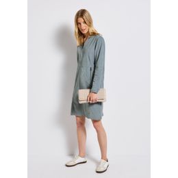 Sommerkleid Street One, Damen, Gr. 34, EURO-Größen, washed blau, Web, 100% Baumwolle, unifarben, normal knielang, V-Ausschnitt, Umschlagsaum, Kleider, in Unifarbe