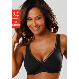 Minimizer-BH Petite Fleur, Damen, Gr. 100, Cup B, schwarz (schwarz, weiß), Jersey, Obermaterial: 95% Baumwolle, 5% Elasthan, Basic, BHs, aus Baumwolle mit nahtlosen Cups, Basic Dessous