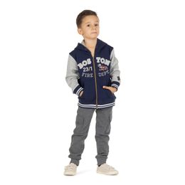 SALT & PEPPER Collegejacke SALT AND PEPPER "Boston Fire Dept.", Jungen, Gr. 104, blau, 70% Baumwolle, 30% Polyester, bedruckt, ohne Ausschnitt, Jacken Collegejacke, mit Feuerwehr-Motiv