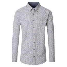 Langarmhemd Casamoda "Casamoda Freizeithemd Print", Herren, Gr. L, Normalgrößen, beige, 100% Baumwolle, bedruckt, lässig geschnitten, Hemden