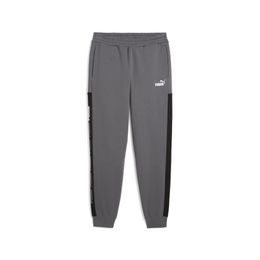 Sporthose Puma "Around The Block Jogginghose Herren", Damen, Gr. S, Normalgrößen, grau (cool schwarz gray), Obermaterial: 66% Baumwolle, 34% Polyester; Rippe: 3% Elasthan, 97% Baumwolle; Tasche – Oben: 100% Baumwolle, colorblocking, regular fit, Hosen Sporthose