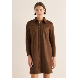 Shirtkleid Cecil, Damen, Gr. L (42), US-Größen, mocha caramel, Stoff, 95% Polyester, 5% Elasthan, unifarben, comfort fit knieumspielend, V-Ausschnitt, abgesteppt, Kleider, knielang