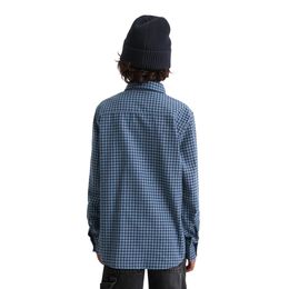 Marc O'Polo Langarmhemd MARC O'POLO "aus Baumwolle in Flanell-Optik", Jungen, Gr. 140, Normalgrößen, blau (schwarz navy check), Obermaterial: 100% Baumwolle, kariert, regular fit normal, Manschette, Hemden