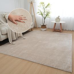 Teppich my home "Cali, weich, modern, waschbar" Gr. 2, beige (creme), B:80cm H:16mm L:150cm, Kunstfaser, Teppiche, Teppich, Uni-Farben, kuschelig, & weich, Wohnzimmer, Schlafzimmer, Esszimmer
