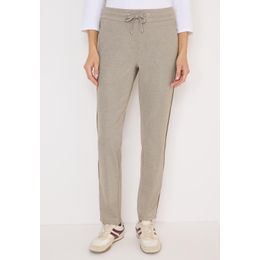 Cecil Damen Jogger Pantstoffee cream melange, Gr. L, unifarben, Stoff, 53% Polyester, 37% Viskose, 10% Elasthan, Hosen, Middle Waist