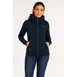 Sweatjacke Ragwear "NESKA ZIP O", Damen, Gr. L, blau (denim blau), Sweatware, Obermaterial: 70% Baumwolle, 30% Polyester, unifarben, Rundhals, Sweatjacken