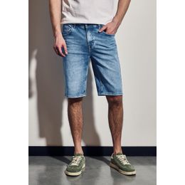 Shorts Street One MEN, Herren, Gr. 32, blau (light blau wash), Web, 91% Baumwolle, 7% Polyester, 2% Elasthan, unifarben, gerade kurz, Hosen Shorts, 5-Pocket-Style