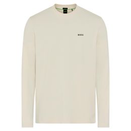 Langarmshirt BOSS Green "Tee Long", Herren, Gr. 4XL, open weiß131, Single Jersey, Obermaterial: 95% Baumwolle, 5% Elasthan, unifarben, regular fit, Rundhals, eng eingefasste Kante, Shirts, mit Rundhalsausschnitt