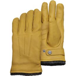 Lederhandschuhe Pearlwood "Newton", Damen, Gr. 8,5, gelb, Ziegenleder, Handschuhe, leichte Vintage Optik durch Waxfinish