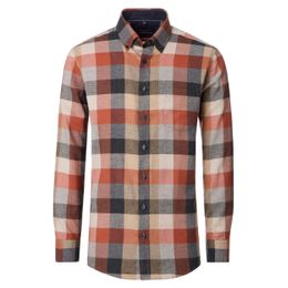 Langarmhemd Casamoda "Casamoda Freizeithemd kariert", Herren, Gr. 4XL, Normalgrößen, beige, 100% Baumwolle, kariert, comfort fit, Hemden