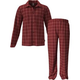 Schlafanzug "LS BUTTON DOWN PANT SET", Herren, Gr. L (52), rot, Web, Obermaterial: 100% Baumwolle, Calvin Klein Underwear, gemustert, kariert, körpernah lang, Rundhals, eingesetzt gerader Abschluss, Homewear-Sets, Mit elastischem Bund