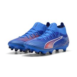 Fußballschuh Puma "ULTRA 6 MATCH+ FG/AG Fußballschuhe Damen", Gr. 42.5, weiß (ultra blau weiß glowing rot), Obermaterial: Synthetik, Textil; Futter: Synthetik, Textil; Innensohle: Textil; Laufsohle: Synthetik, Schuhe