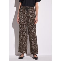 Culotte Street One, Damen, Gr. 32, Länge 30, braun (cub braun), Stoff, 100% Viskose, animal-print, comfort fit normal, Hosen, im Loose Fit