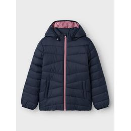 Winterjacke name it "NKFMARBLE JACKET PB", Mädchen, Gr. 152, schwarz sapphire, Web, Obermaterial: 100% Nylon, unifarben, regular fit normal, Jacken, Topseller