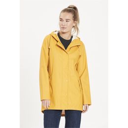 Outdoorjacke WEATHER REPORT "PETRA", Damen, Gr. 40, gelb (gelb, gelb), 100% Polyester, bedruckt, unifarben, lang, hoch geschlossener Ausschnitt, Jacken Outdoorjacke, mit 5.000 mm Wassers&auml;ule