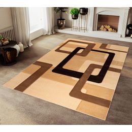Teppich my home "Maxim" Gr. 6, braun (braun, beige), B:200cm H:13mm L:290cm, Kunstfaser, Teppiche, Hoch-Tief-Effekt, Kurzflor, 3D-Design, Kundenliebling