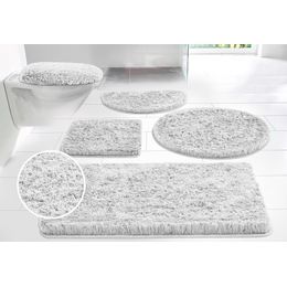 Badematte my home "Micro exclusiv, Badvorleger, Badezimmer Teppich" Gr. 4, silber (silberfarben), H:55mm, Polyester, Badematten, Badematte, Badteppich, Badematten auch als 3 teiliges Set & rund erh&auml;ltlich