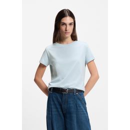 T-Shirt BOSS Orange "C_Esogo_1", Damen, Gr. L (40), pastellblau, Single Jersey, Obermaterial: 100% Baumwolle, unifarben, slim fit hüftlang, Rundhals, eingesetzt normaler Saum, Shirts, mit Logo