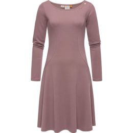 A-Linien-Kleid Ragwear "Appero", Damen, Gr. M (38), Normalgrößen, lila (mauve), Material: 70% Baumwolle, 30% Polyester, Basic, A-Linie ca. Mitte Oberschenkel, Rundhals, Ärmel ohne Ärmelschlitz abgesteppte Kante, Kleider, Stylisches Langarm-Kleid für den Winter