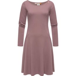 A-Linien-Kleid Ragwear "Appero", Damen, Gr. L (40), Normalgrößen, lila (mauve), Material: 70% Baumwolle, 30% Polyester, Basic, A-Linie ca. Mitte Oberschenkel, Rundhals, Ärmel ohne Ärmelschlitz abgesteppte Kante, Kleider, Stylisches Langarm-Kleid für den Winter