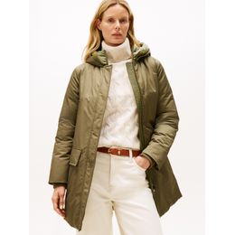 Wintermantel Tommy Hilfiger "PADDED NYLON REG PARKA", Damen, Gr. L (40), grün (utility olive), Web, Obermaterial: 59% Baumwolle, 41% Polyester, unifarben, Mäntel