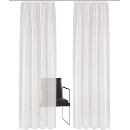 Gardine Bruno Banani "Linus" Gr. 1, wei&szlig;, B:130cm H:145cm, Polyester, Gardinen, Gardine, 1 Schal, eingewebte Querstreifen, verschiedene Gr&ouml;&szlig;en