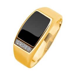 Fingerring Gr. 18, gold (gelbgold 375), Fingerringe, Herren, 18, Glas Gold Metall, Glas, Gold, Metall, Fingerring