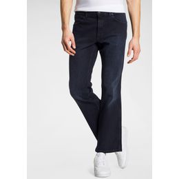 Bootcut-Jeans Wrangler "Jacksville", Herren, Gr. 36, L&auml;nge 34, blau (blau, schwarz), Obermaterial: 99% Baumwolle, 1% Elasthan, bootcut fit lang, Jeans