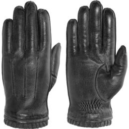 Lederhandschuhe Pearlwood "Wilson", Damen, Gr. 10, carbon, Schafsleder, Handschuhe, Vintage Optik durch Waxfinish