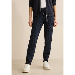 Stoffhose Cecil, Damen, Gr. L, Länge 30, blau (universal blau), Stoff, 50% Polyester, 50% Viskose, animal-print, normal lang, Hosen, mit seitlichem Reißverschluss