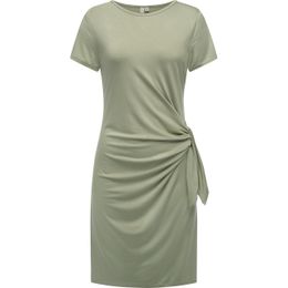 Shirtkleid Ragwear "Knotta", Damen, Gr. XL (42), Normalgrößen, grau (graugrün), Material: 95% Viskose, 5% Elasthan, figurumspielend ca. Mitte Oberschenkel, Rundhals, Ärmel ohne Ärmelschlitz abgesteppte Kante, Kleider, Kurzarm Sommerkleid mit seitlichem Bindeband